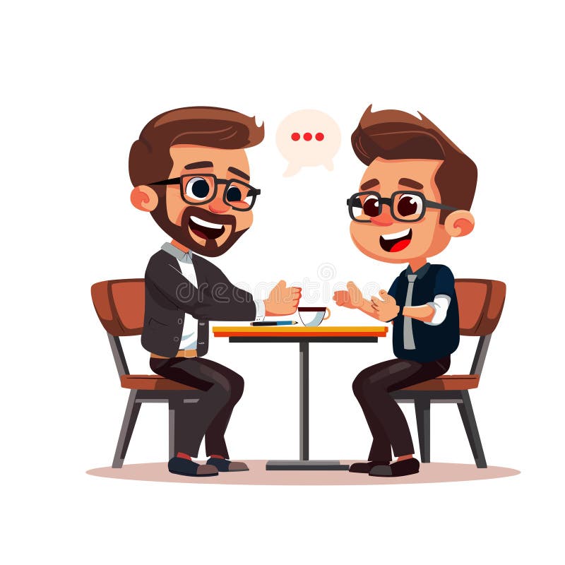 Two Businessmen Sitting at the Table and Talking. Vector Cartoon ...