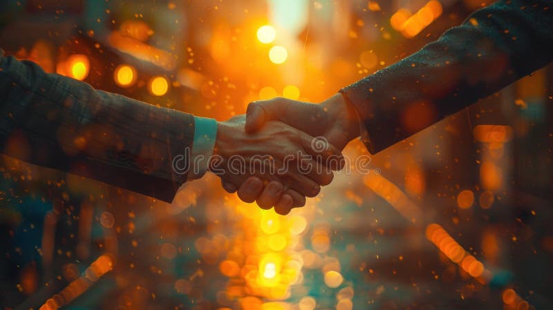 Businessmen Shaking Hands in Dramatic Sunlight, Symbolizing Successful ...