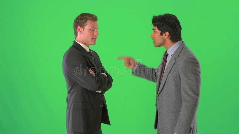 Two Businessmen Standing and Talking on Greenscreen Stock Video - Video ...