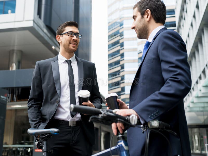 Two Businessmen Talking Outdoors Stock Image - Image of discussing ...