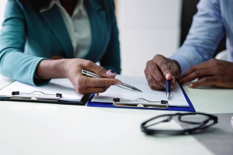 Two Businesspeople Hand Working Stock Photo - Image of corporate, black ...