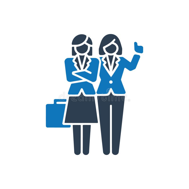 Two Businesswomen Collaboration Icon Stock Vector - Illustration of ...