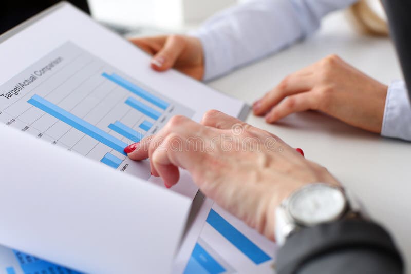 Two Businesswomen Hold in Hands Graph Stock Image - Image of ambition ...