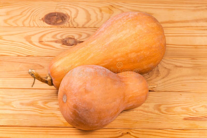 Two Butternut Squash Close-up on the Rustic Table Stock Image - Image ...
