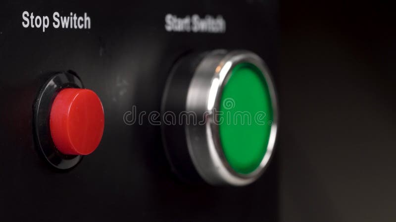 Two Buttons in the Frame. Green Start Switch and Red Stop Switch ...
