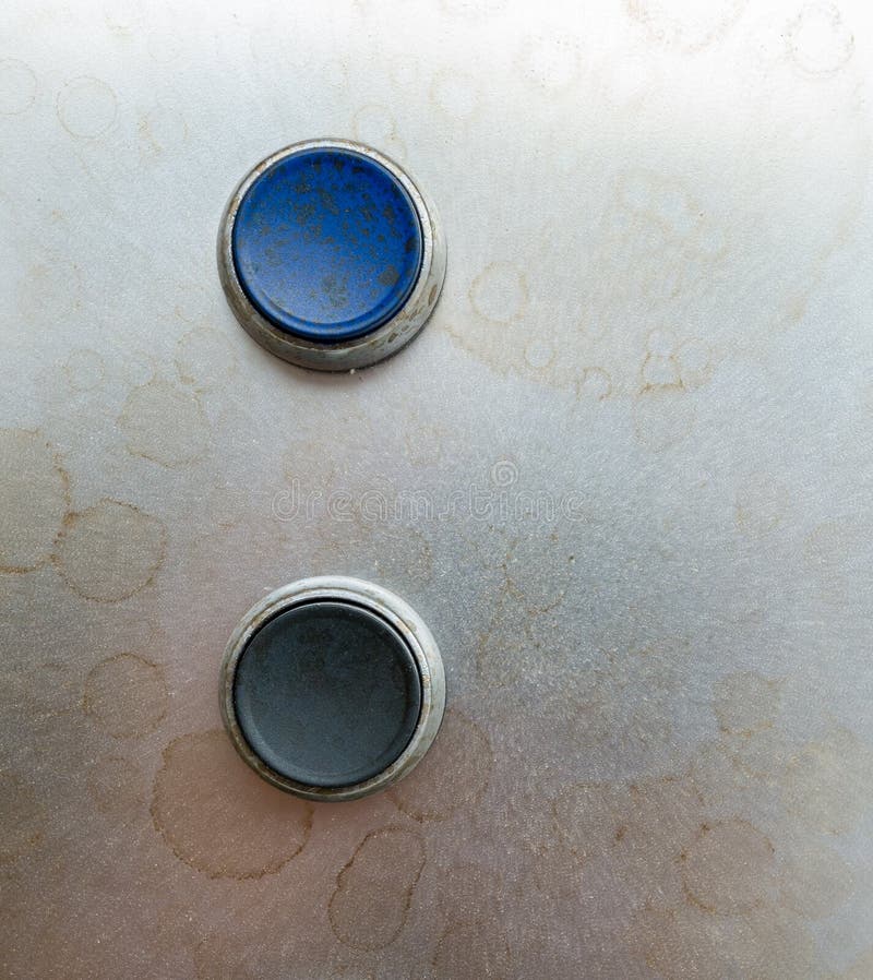 Two Buttons on Metal stock photo. Image of push, grunge - 38095402