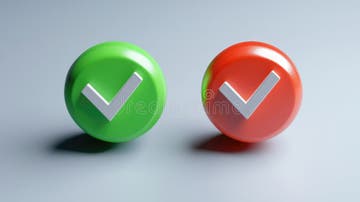 Two Buttons with a Red and Green Color Scheme, Featuring a Check Mark ...