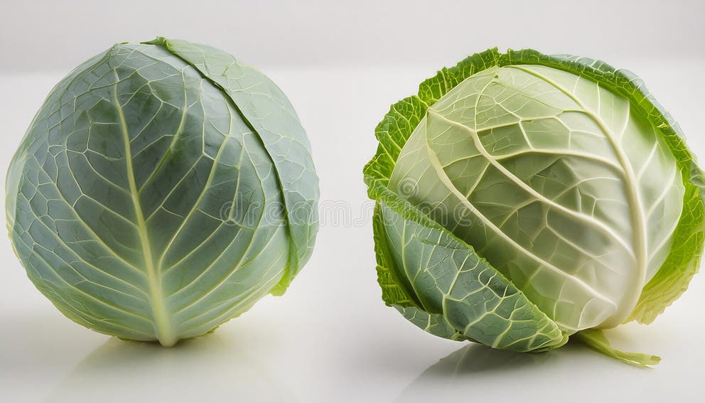 Two Cabbages Side by Side, Showcasing Their Detailed Leaf Patterns and ...