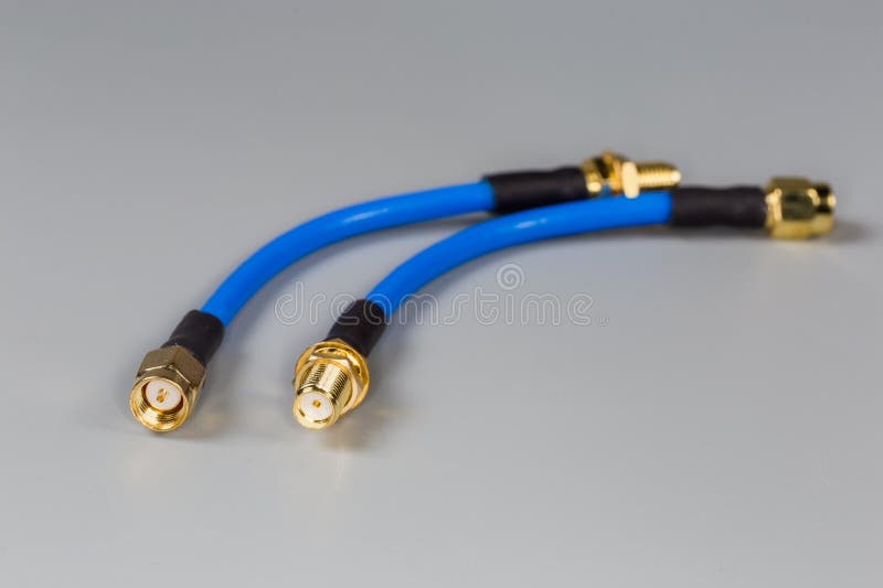 Two Cable Adapters with Coaxial Connectors, Close-up Selective Focus ...
