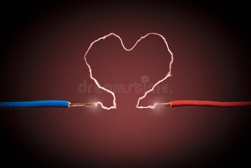 Two cables with heart stock image. Image of heart, love - 77429085