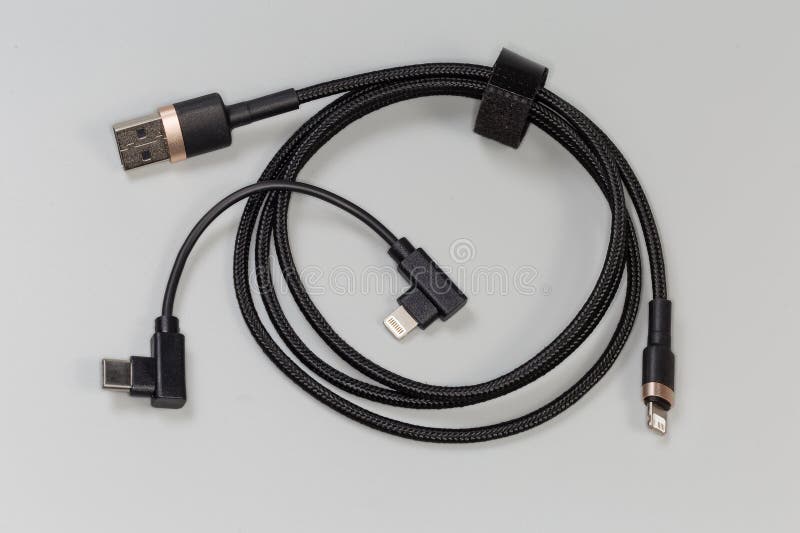 Two Cables USB Type-a and Type-C To Lightning Stock Photo - Image of ...