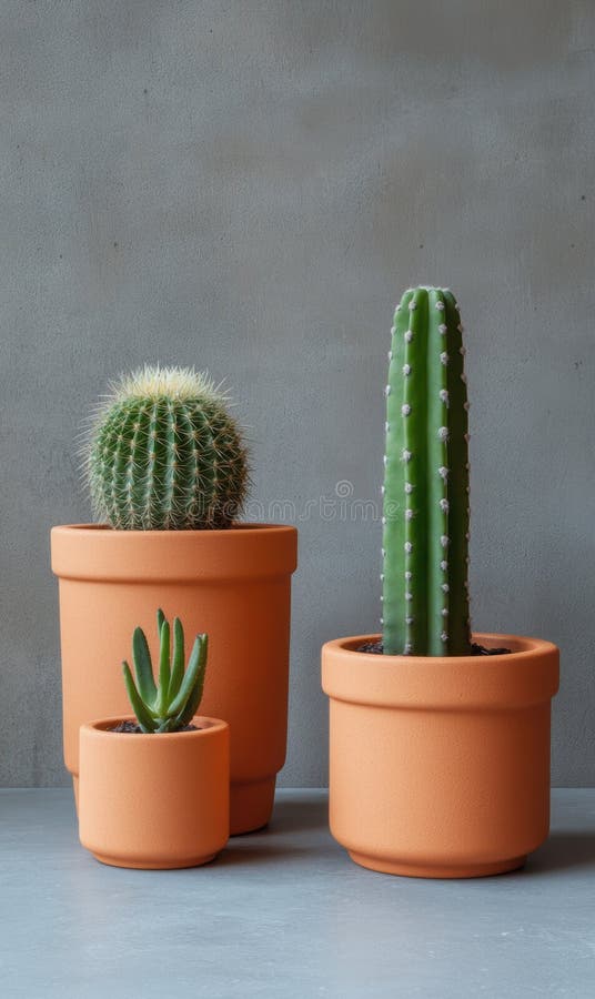 Two Cactus Plants in Pots Sit Atop a Table, Adding a Touch of Greenery ...