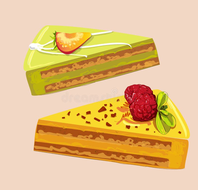 Two cakes stock vector. Illustration of fruit, berry - 64733658