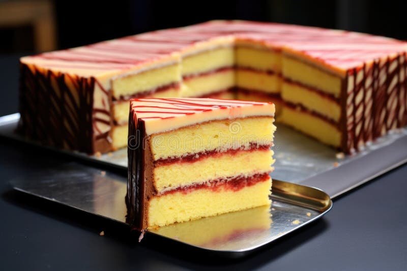Two Cakes Sliced Apart on a Tray Stock Image - Image of food, treat ...