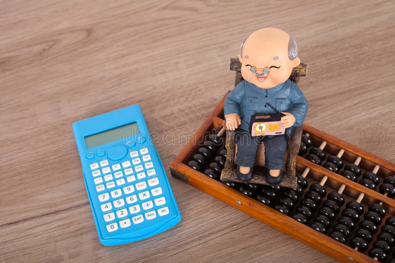 Two Calculation Tools and the Kind Old Grandpa Model Stock Image ...