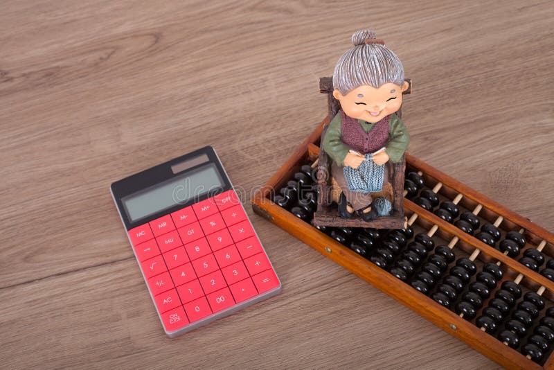 Two Calculation Tools and Kind Old Lady Model Stock Photo - Image of ...