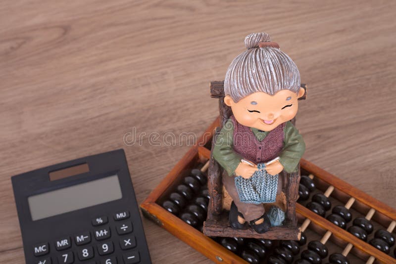 Two Calculation Tools and Kind Old Lady Model Stock Image - Image of ...