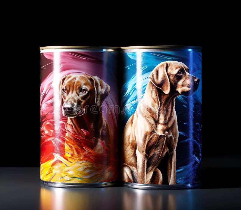 Two Can of Drink with Dog Painting on it Stock Illustration ...