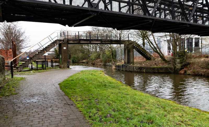 Two Canal Bridges stock photo. Image of barge, waterway - 137804872