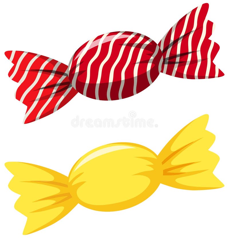 Two Candies in Red and Yellow Wrapping Stock Vector - Illustration of ...