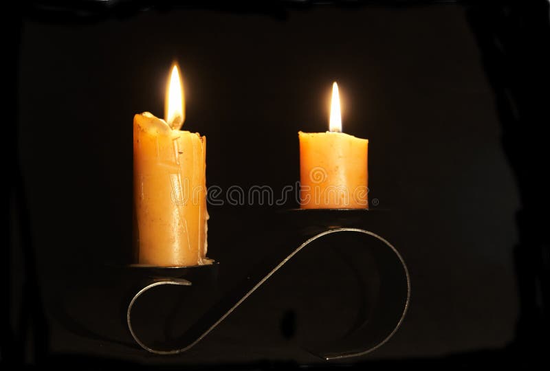 Two candles stock image. Image of burning, flame, darkness - 397447