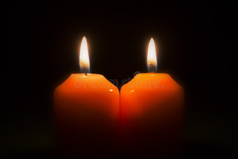 Two Candles in Darkness stock image. Image of love, fire - 72057671