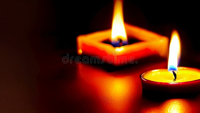 Two Candles of Different Shapes on the Table in a Romantic Setting ...