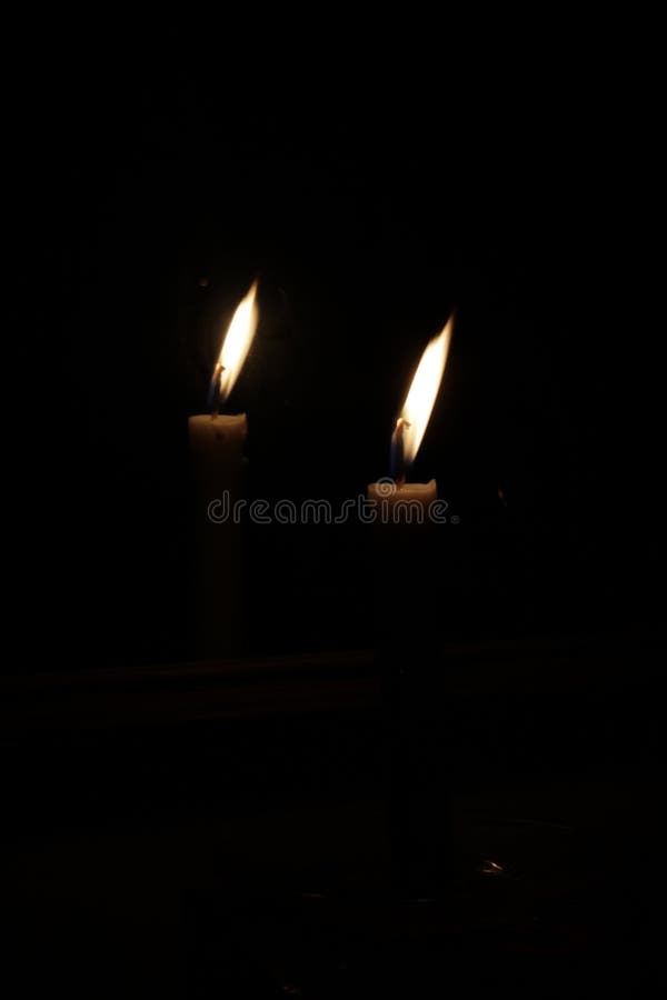Two Candles. There are Twin Candle in the Dark Stock Photo - Image of ...