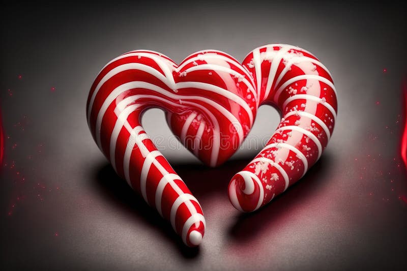 Two Candy Canes. Crimson Hearts Candy. Love As an Idea Stock ...