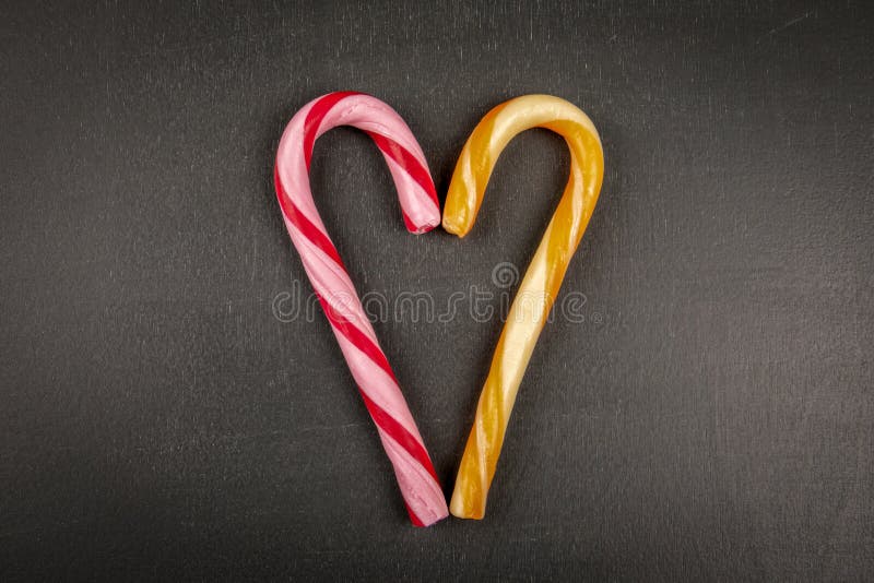 Two Candy Canes Put Together in the Shape of a Heart Stock Photo ...