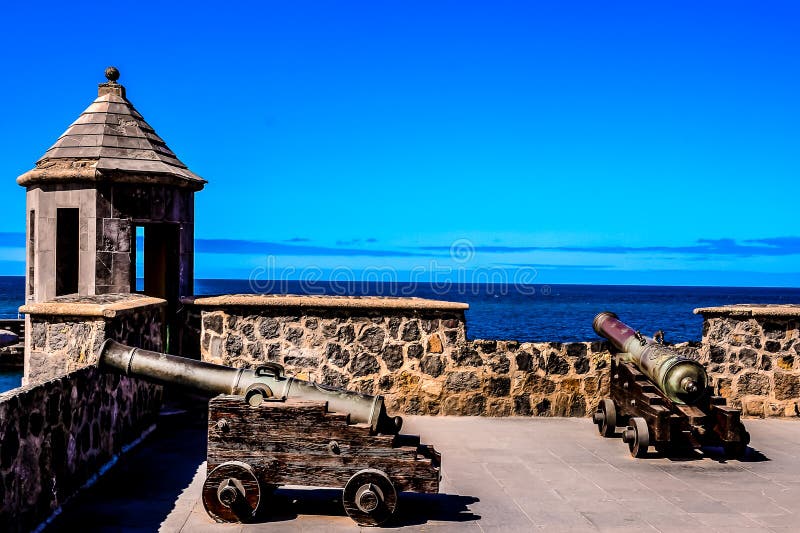 Two Cannons are on Display in Front of a Building Stock Photo - Image ...