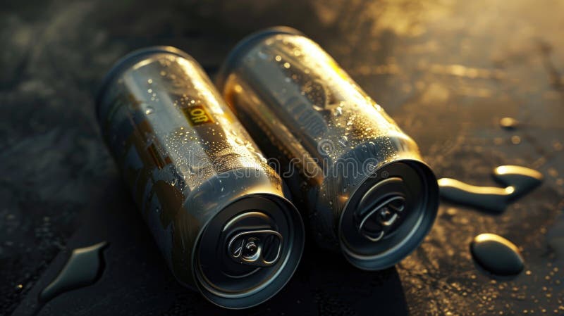 Two Cans of Soda Sitting on a Table. Suitable for Food and Beverage ...