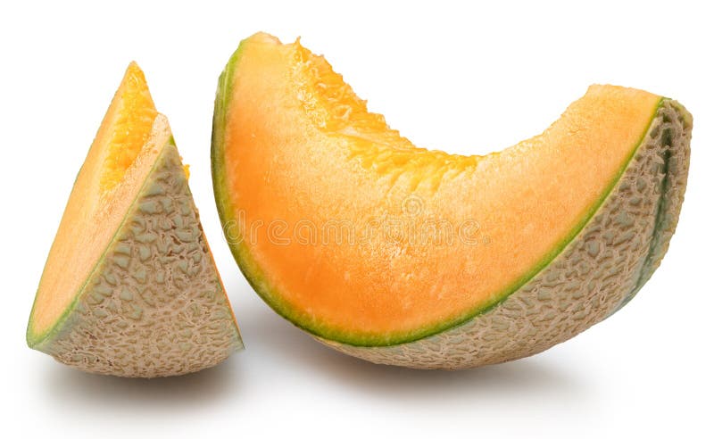 Two Cantaloupe Melon Slices Isolated on White Background. File Contains ...