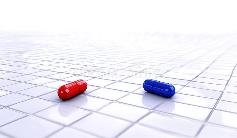 Two Capsules Positioned on a Tiled Surface, Symbolizing a Choice ...