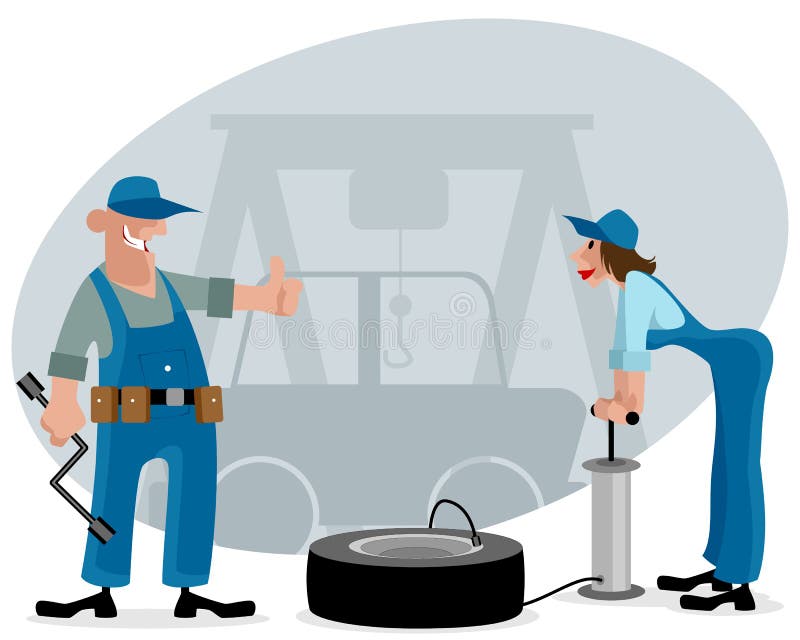 Two car mechanics stock vector. Illustration of female - 77545195