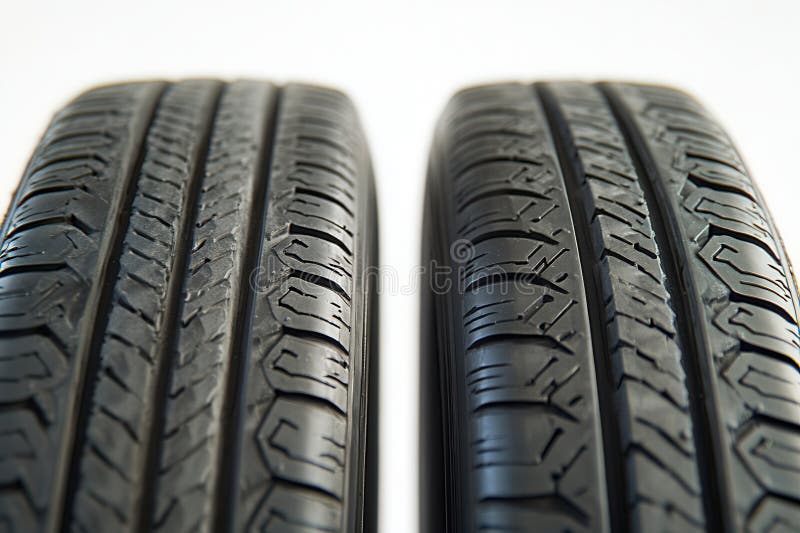 Details of Two Car Tires on a White Background Highlighting Tread ...