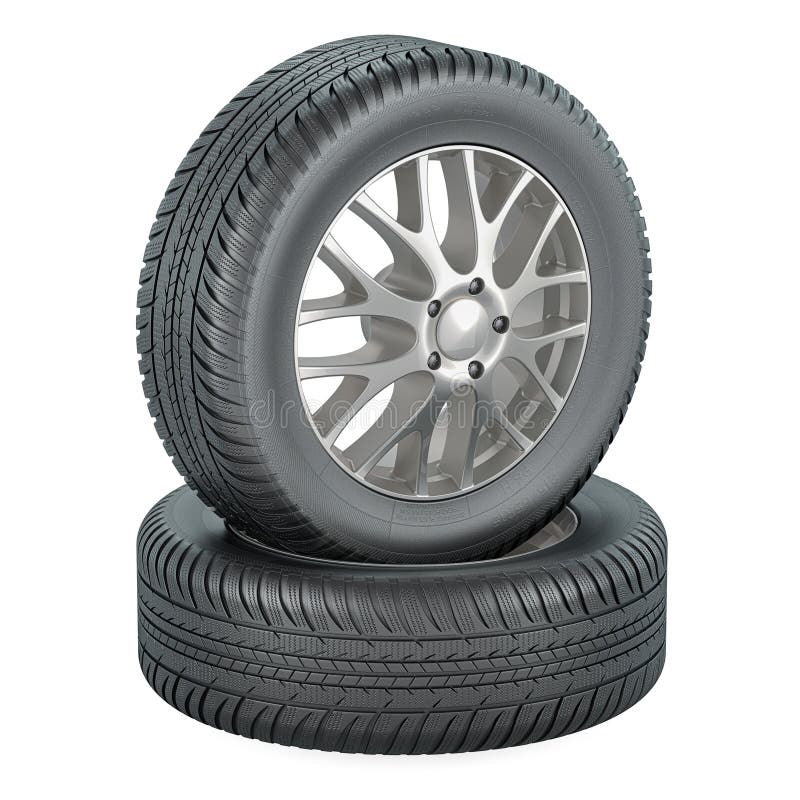Two Car Wheels, 3D Rendering Stock Illustration - Illustration of wheel ...