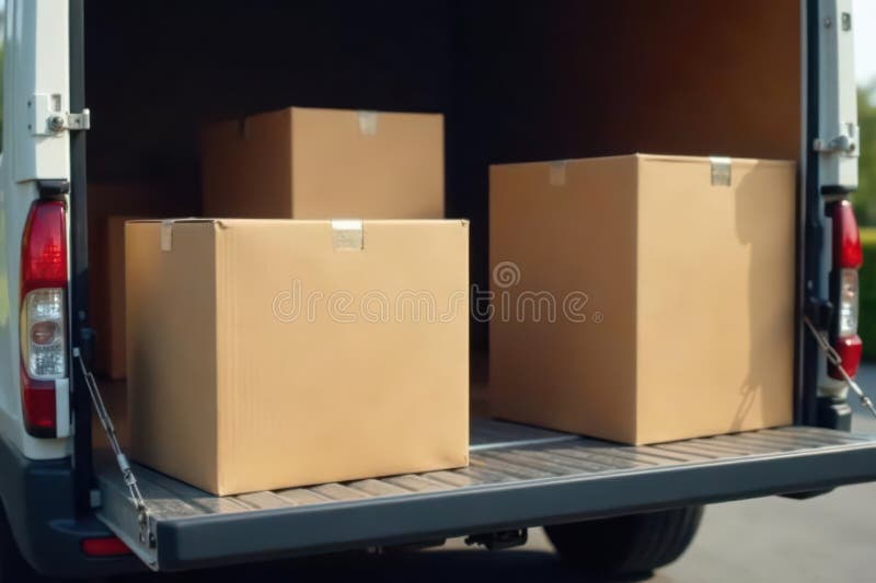 Two Cardboard Boxes Being Lifted from a Truck S Tailgate, Load, Boxes ...