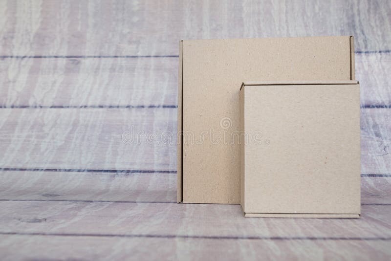 Two Cardboard Boxes on a Wooden Background. Copy Space. Place for Your ...