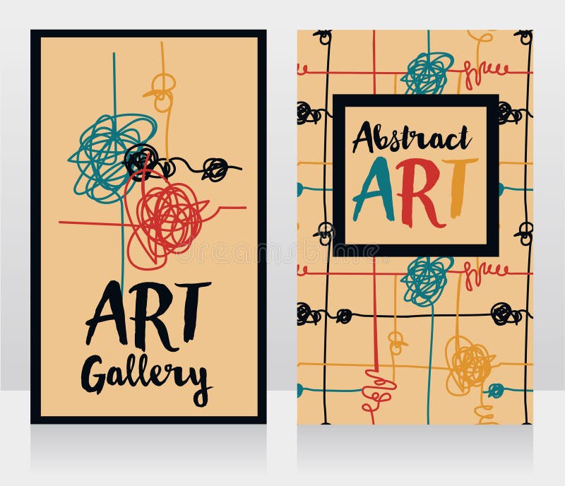 Cards with Abstract Hand Drawn Design Stock Vector - Illustration of ...