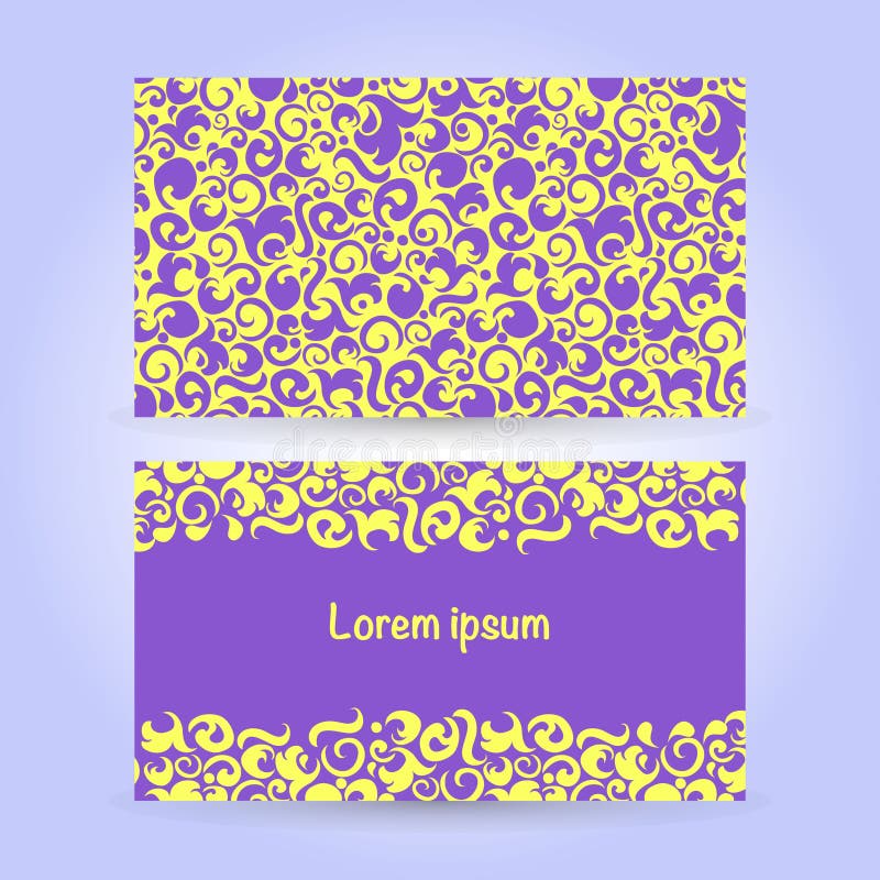 Two Cards with Abstract Ornament in Yellow and Violet Colors Stock ...
