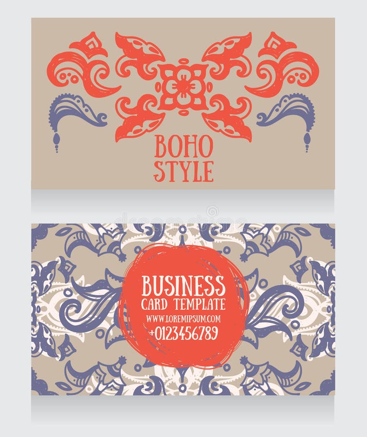 Two Cards with Beautiful Ornament in Boho Style Stock Vector ...