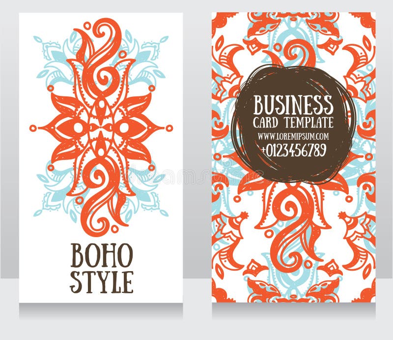 Two Cards with Beautiful Ornament in Boho Style Stock Vector ...