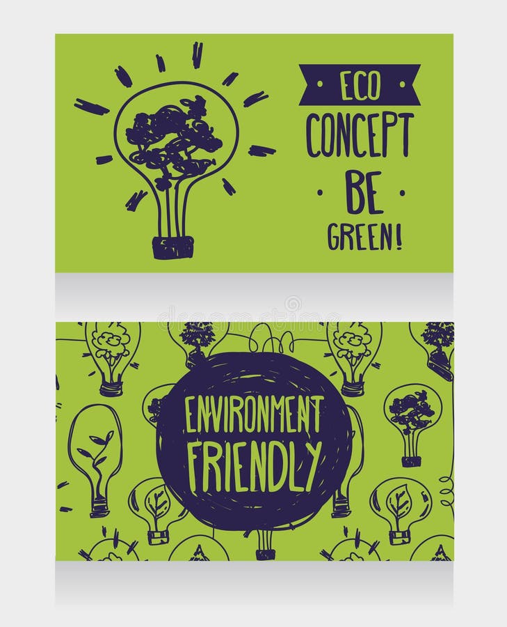 Two Cards for Environmental Protection Stock Vector - Illustration of ...