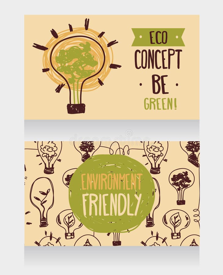 Two Cards for Environmental Protection Stock Vector - Illustration of ...