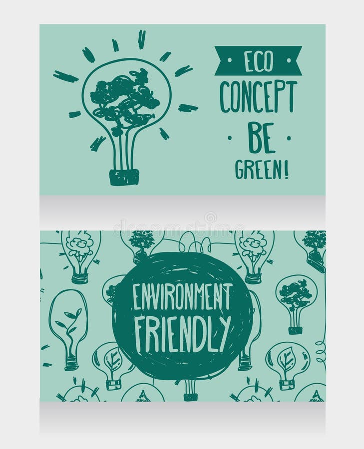 Two Cards for Environmental Protection Stock Vector - Illustration of ...