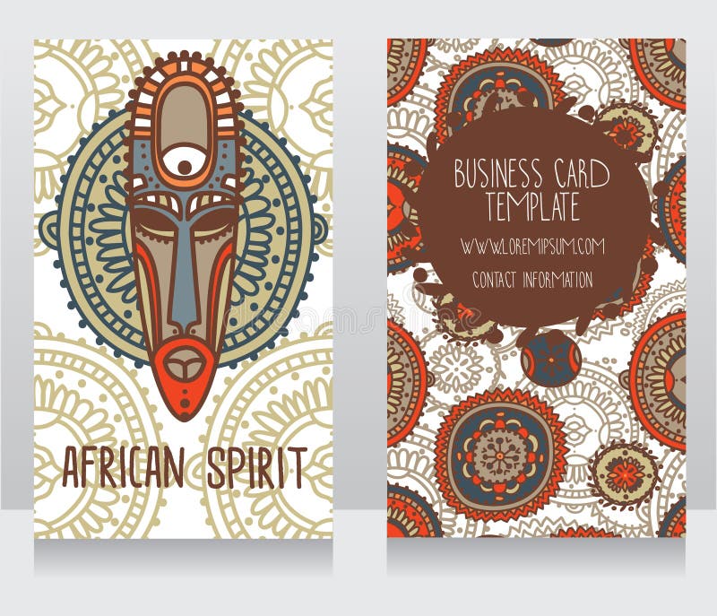 Two Cards in Ethnic African Style Stock Vector - Illustration of head ...