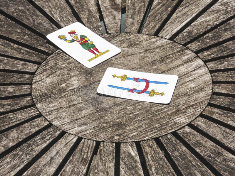 Two Cards on a Wooden Table Stock Image - Image of mixing, leisure ...