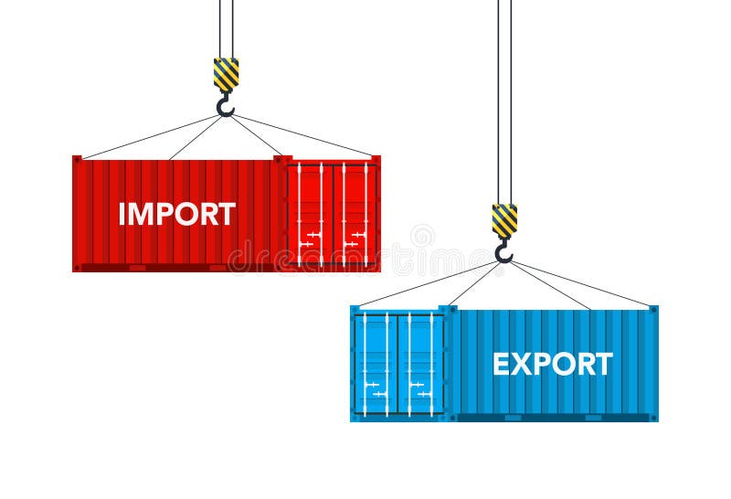 Two Cargo Containers with Import and Export. Vector Illustration Stock ...