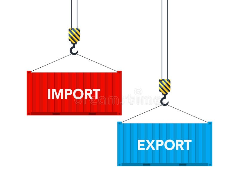 Two Cargo Containers with Import and Export. Vector Illustration Stock ...